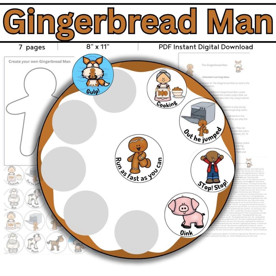 Gingerbread Man Activity Digital Download // Sequencing //preschool ...