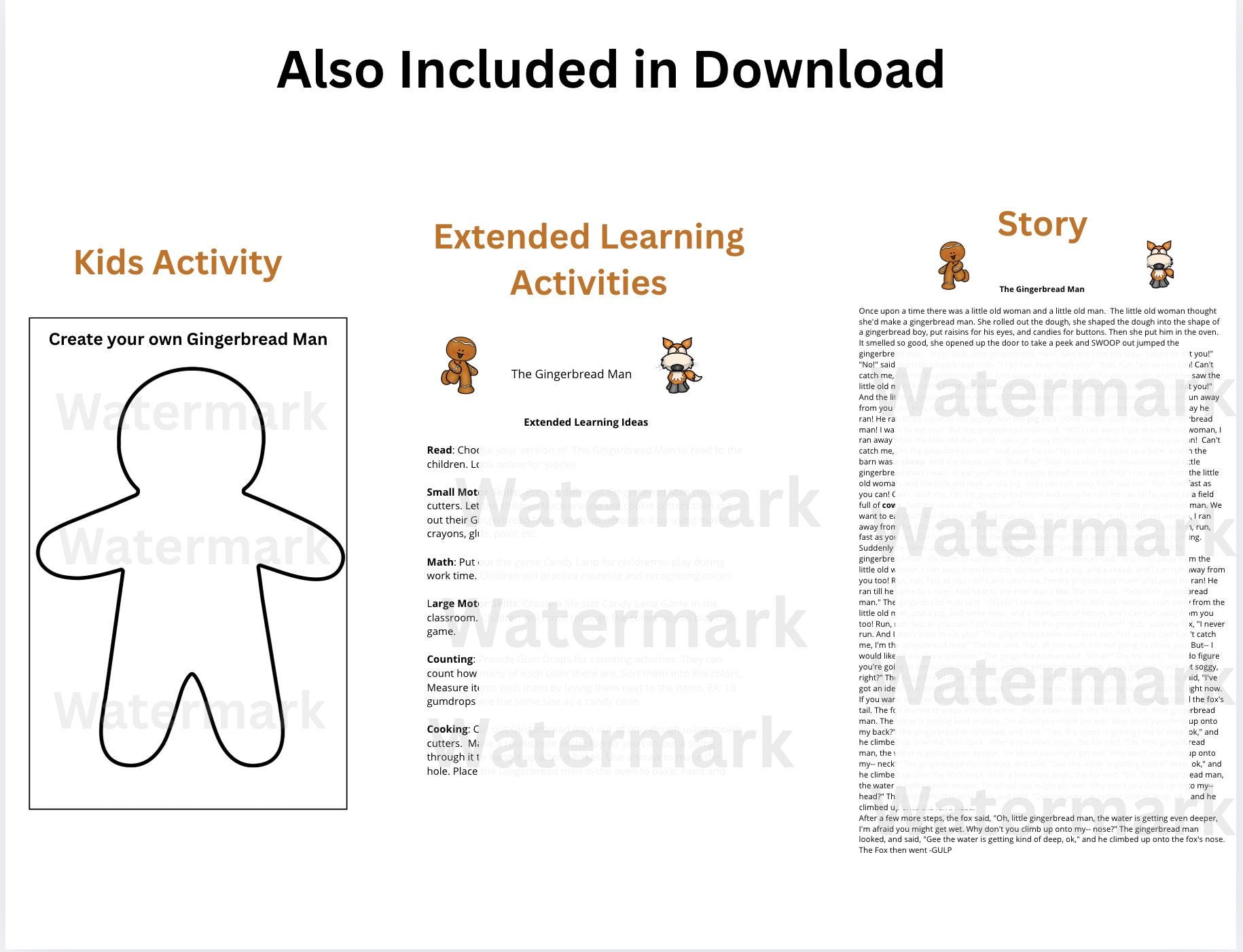 Gingerbread Man Activity Digital Download // Sequencing //preschool ...