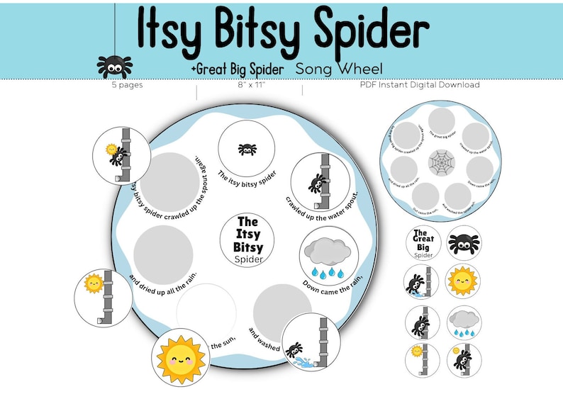 Itsy Bitsy Spider Song Wheel Activity Digital Download // Sequencing ...