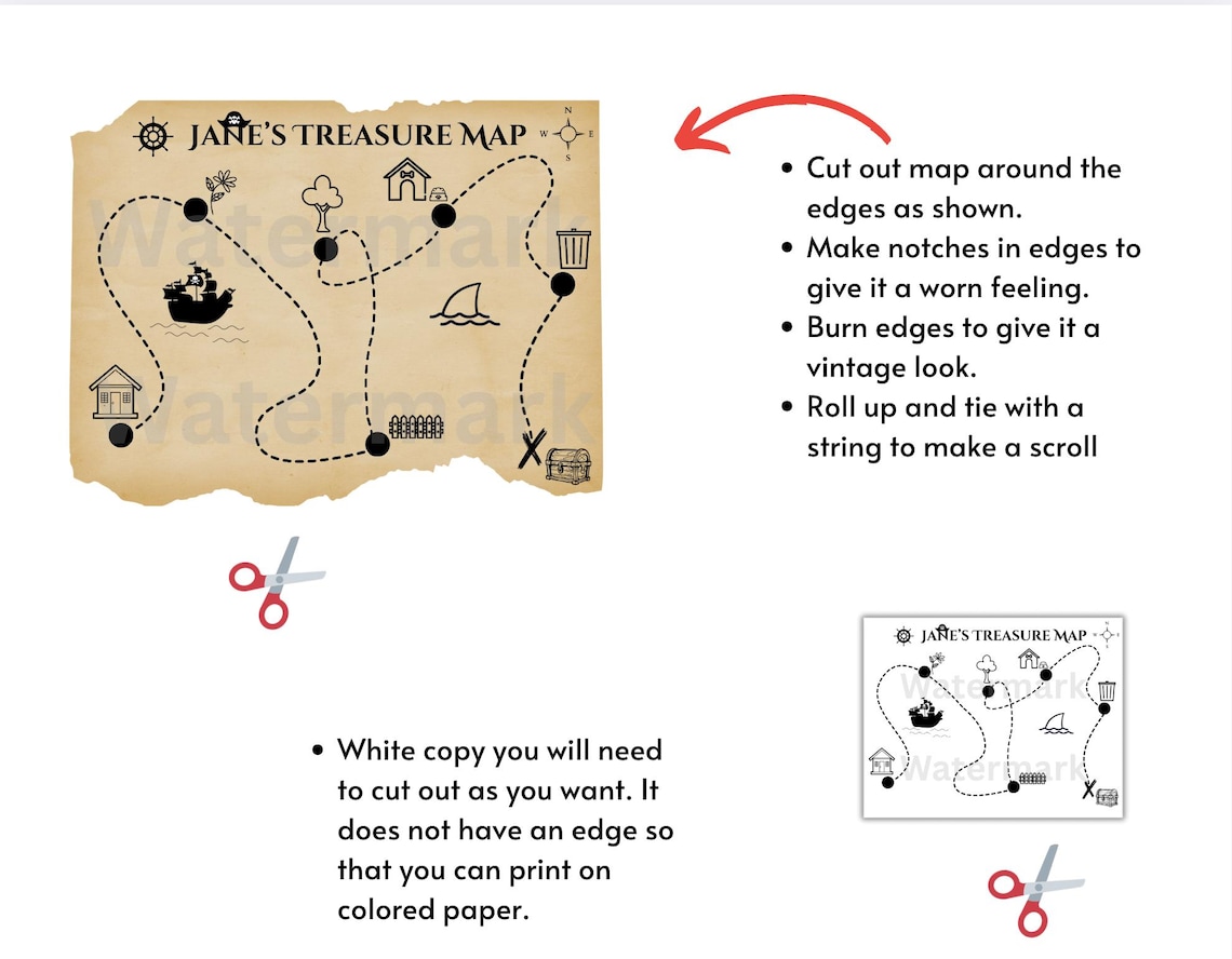 Editable Treasure Map Pirate Map DIGITAL DOWNLOAD // Printable Activity ...