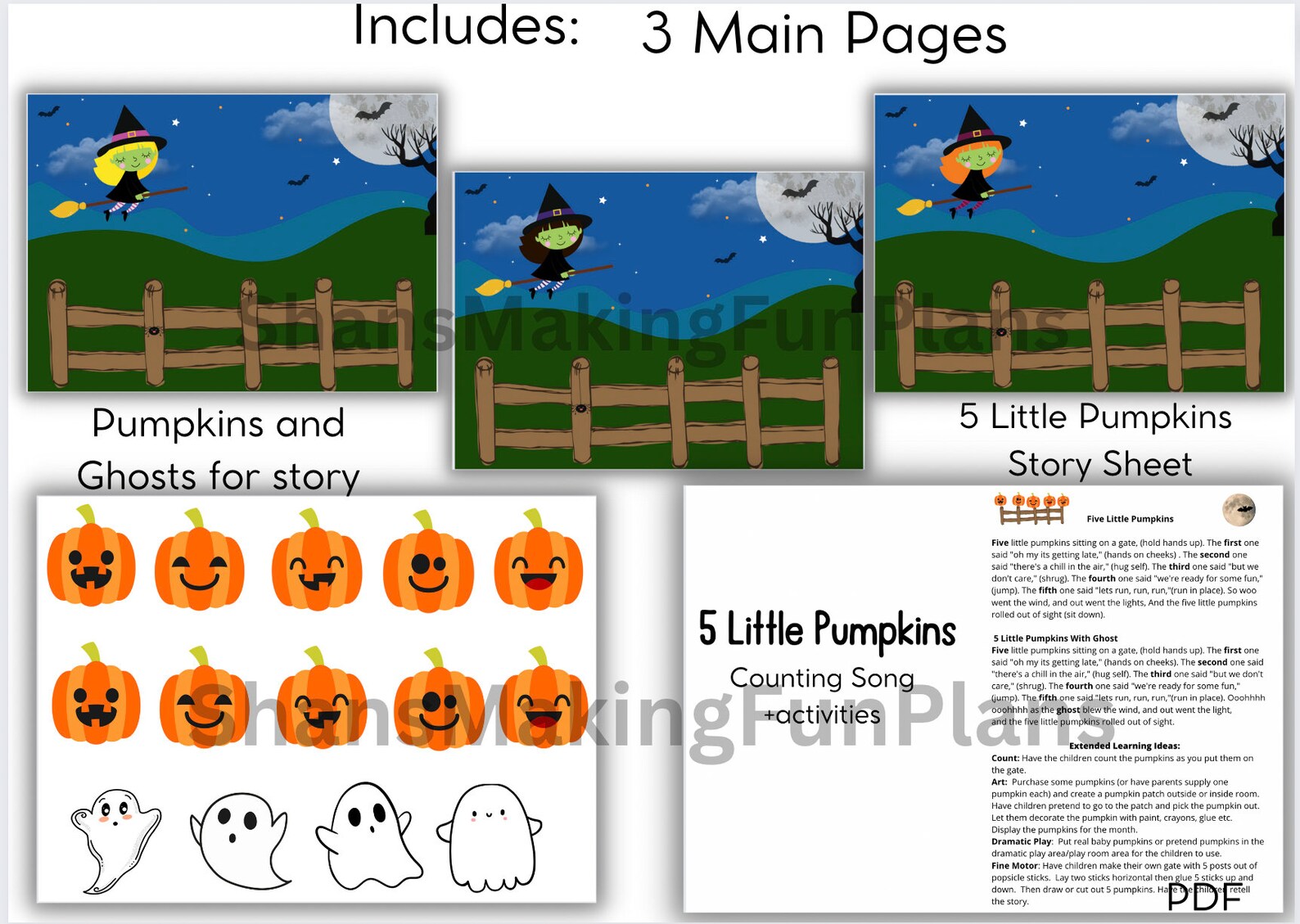 5 Little Pumpkins DIGITAL DOWNLOAD // Halloween Printable // Holiday ...