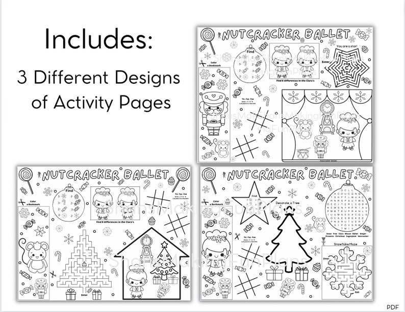 Nutcracker Ballet Activity Pages Coloring Page DIGITAL DOWNLOAD ...