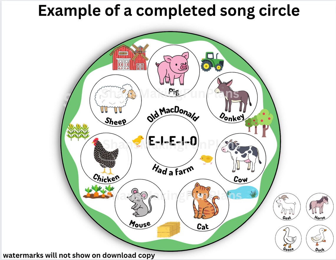 Old Macdonald Had a Farm Song Circle Activity Digital Download ...
