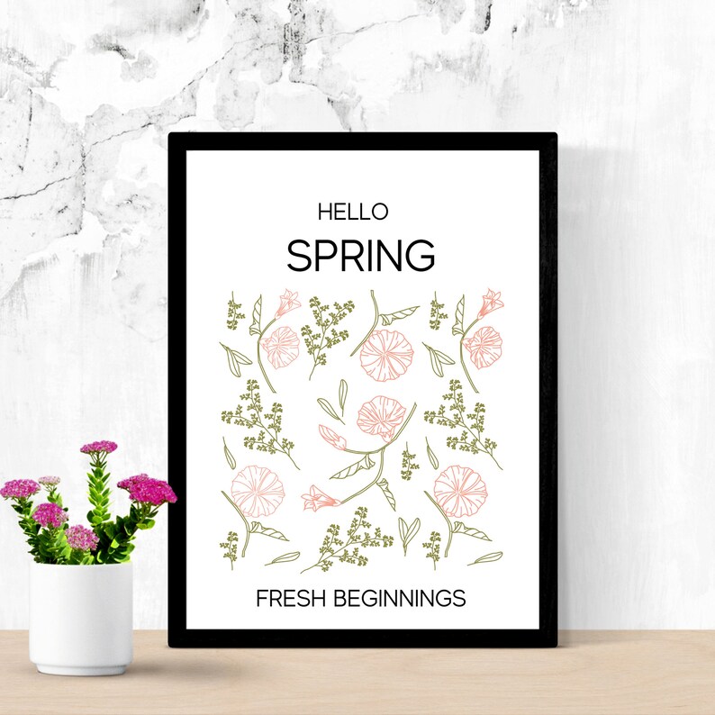 Printable Spring Wall Art, Spring Decor, Floral Wall Art, Wildflower ...