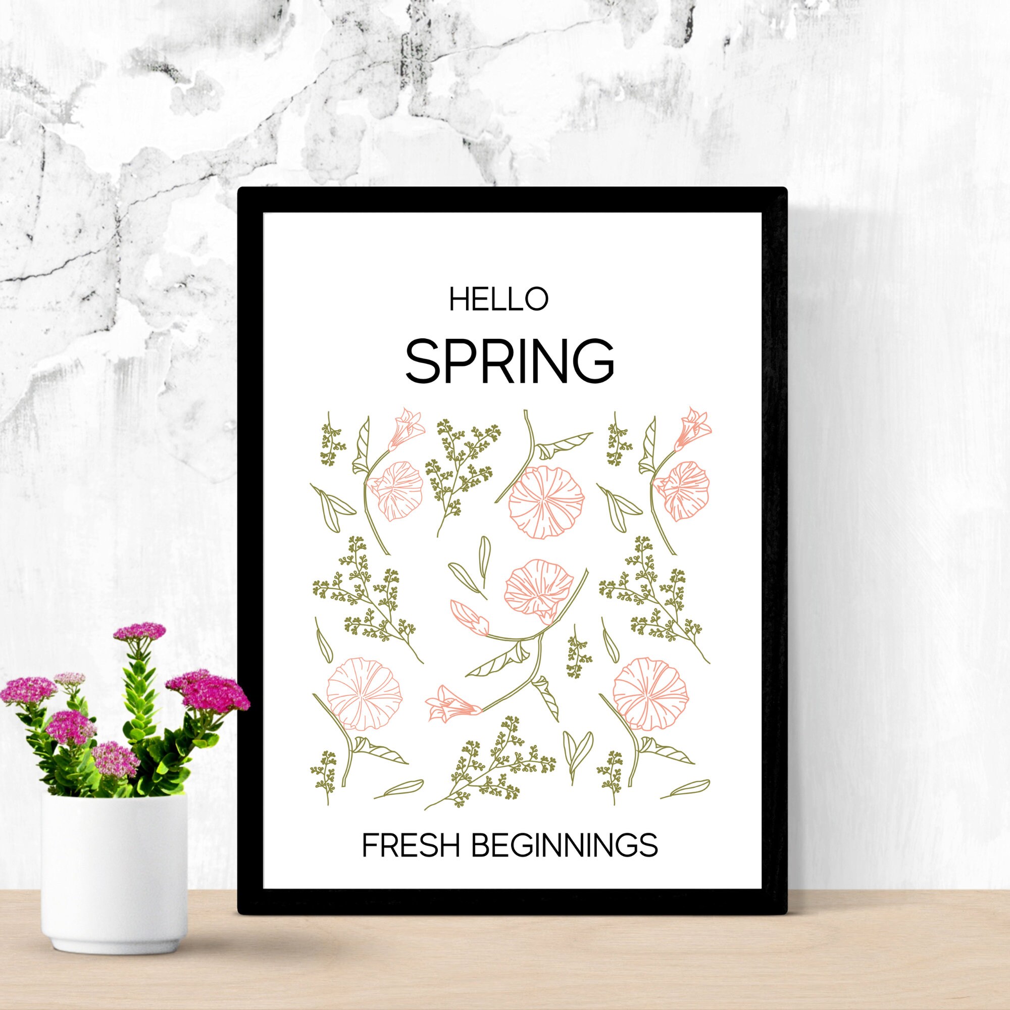 Printable Spring Wall Art, Spring Decor, Floral Wall Art, Wildflower ...