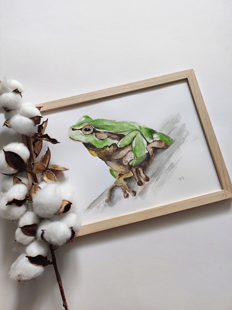 Watercolor Paintings of Frog, Farmhouse Framed Decor for Home Wall Art ...