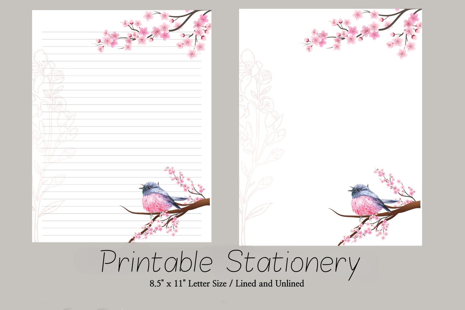 Birds Stationery, Printable Stationery, Letter Writing Paper, Leaf ...