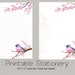 Birds Stationery, Printable Stationery, Letter Writing Paper, Leaf ...