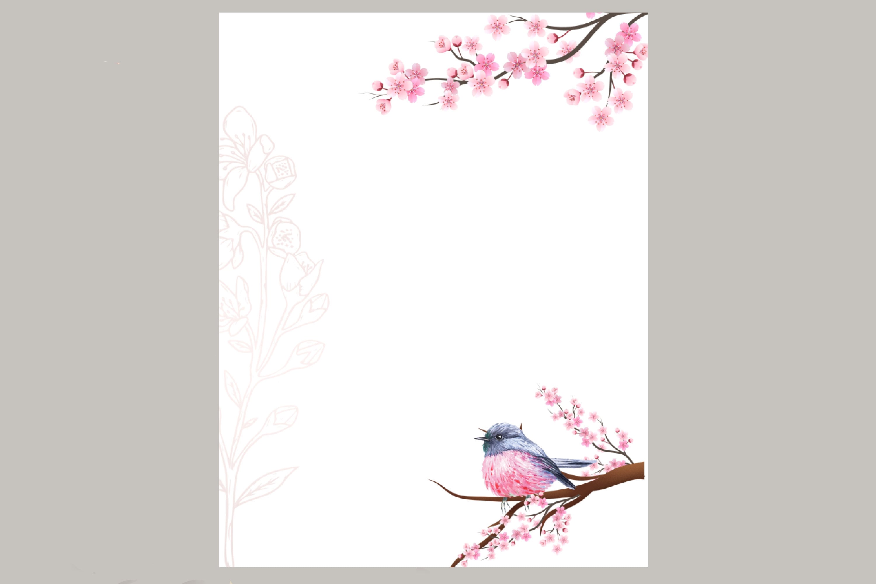 Birds Stationery, Printable Stationery, Letter Writing Paper, Leaf ...