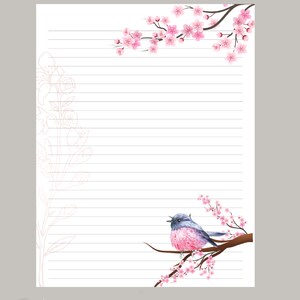 Birds Stationery, Printable Stationery, Letter Writing Paper, Leaf ...