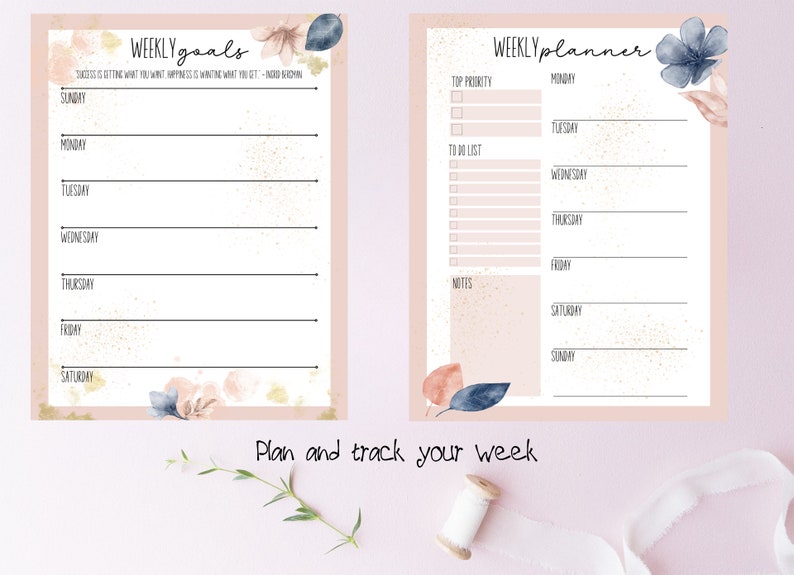 Printable Planner Weekly Tasks, Meal Plan, Habits, Goals , Finance ...