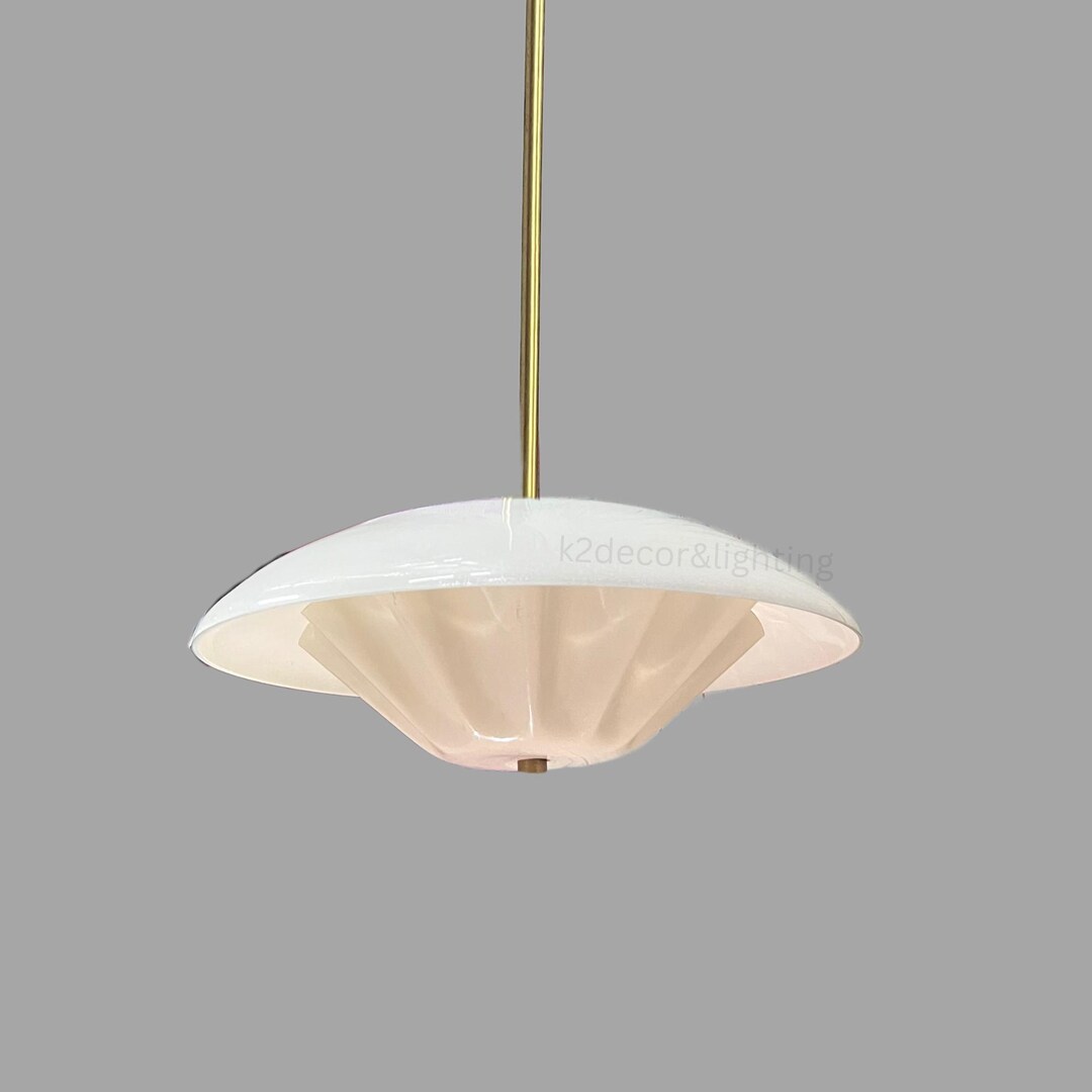 Handmade Milky Glass Disk Ceiling Light - Brass Italian Style Sconce - Etsy