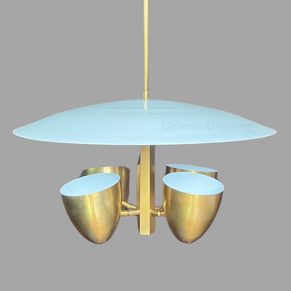 Pure Brass Italian Design 4-lights Chandelier, 60 CM Diameter Disk ...