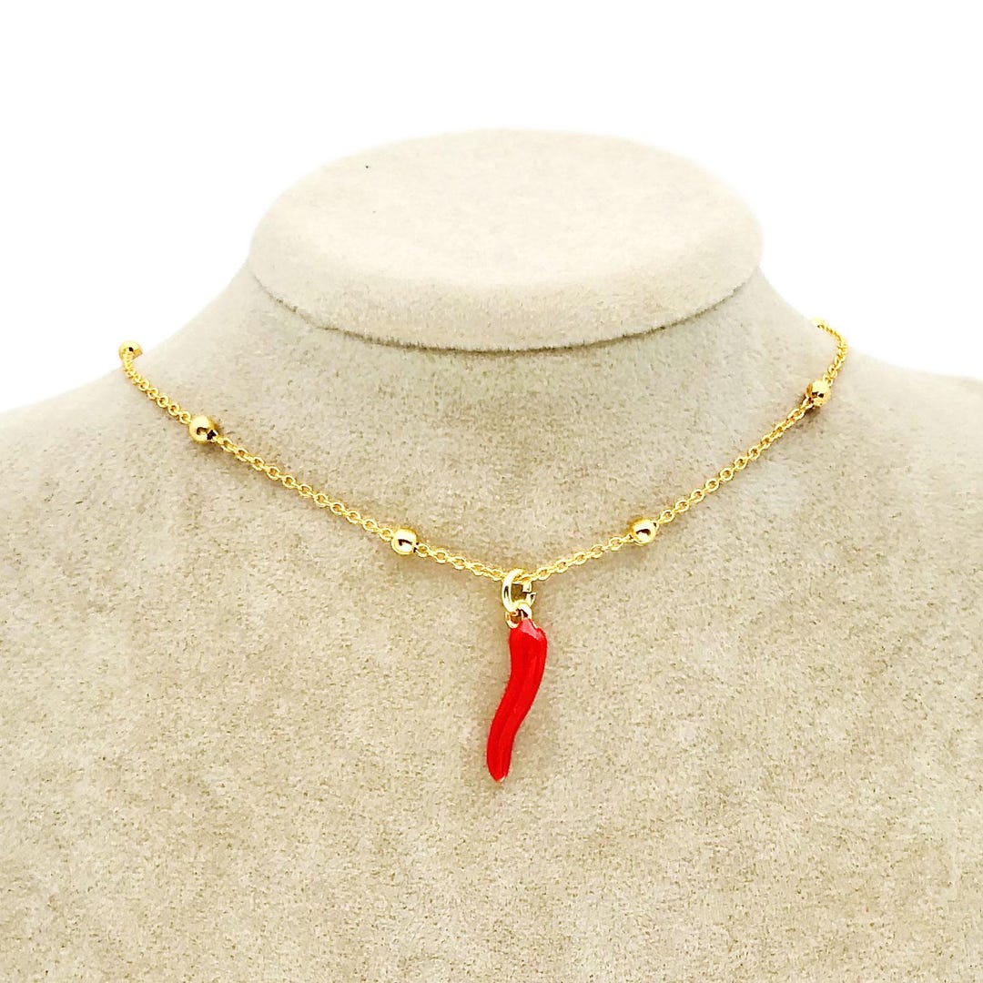 14K Gold Plated Red Pepper Cornicello Necklace: Good Luck Charm - Etsy