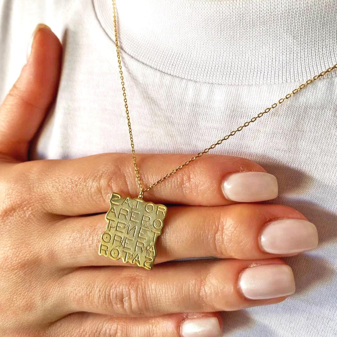 Sterling Silver SATOR Square Necklace: Alchemical Good Luck Pendant - Etsy