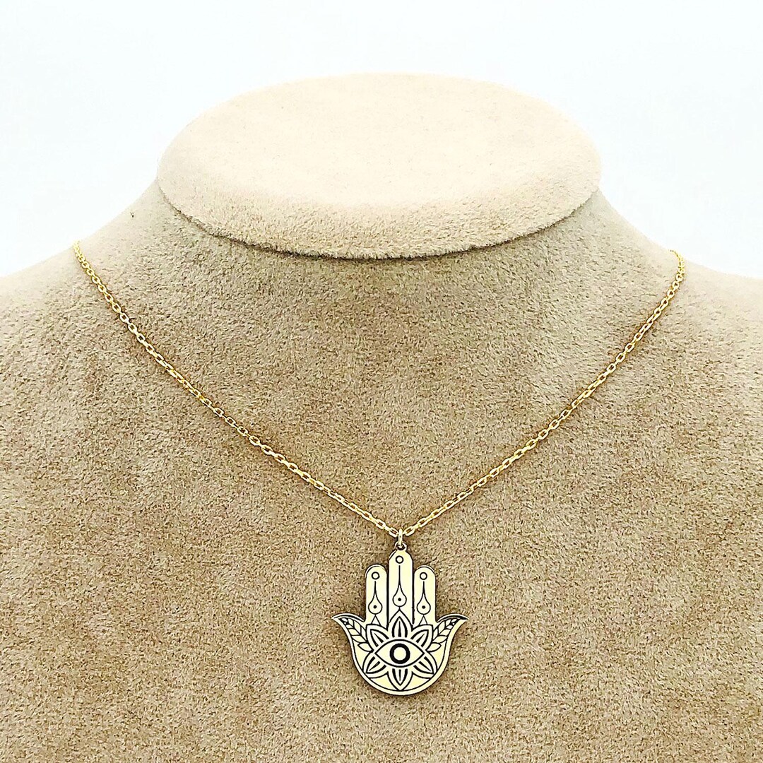 HAMSA HAND NECKLACE - Hamsa Hand Evil Eye Lotus Flower Necklace ...