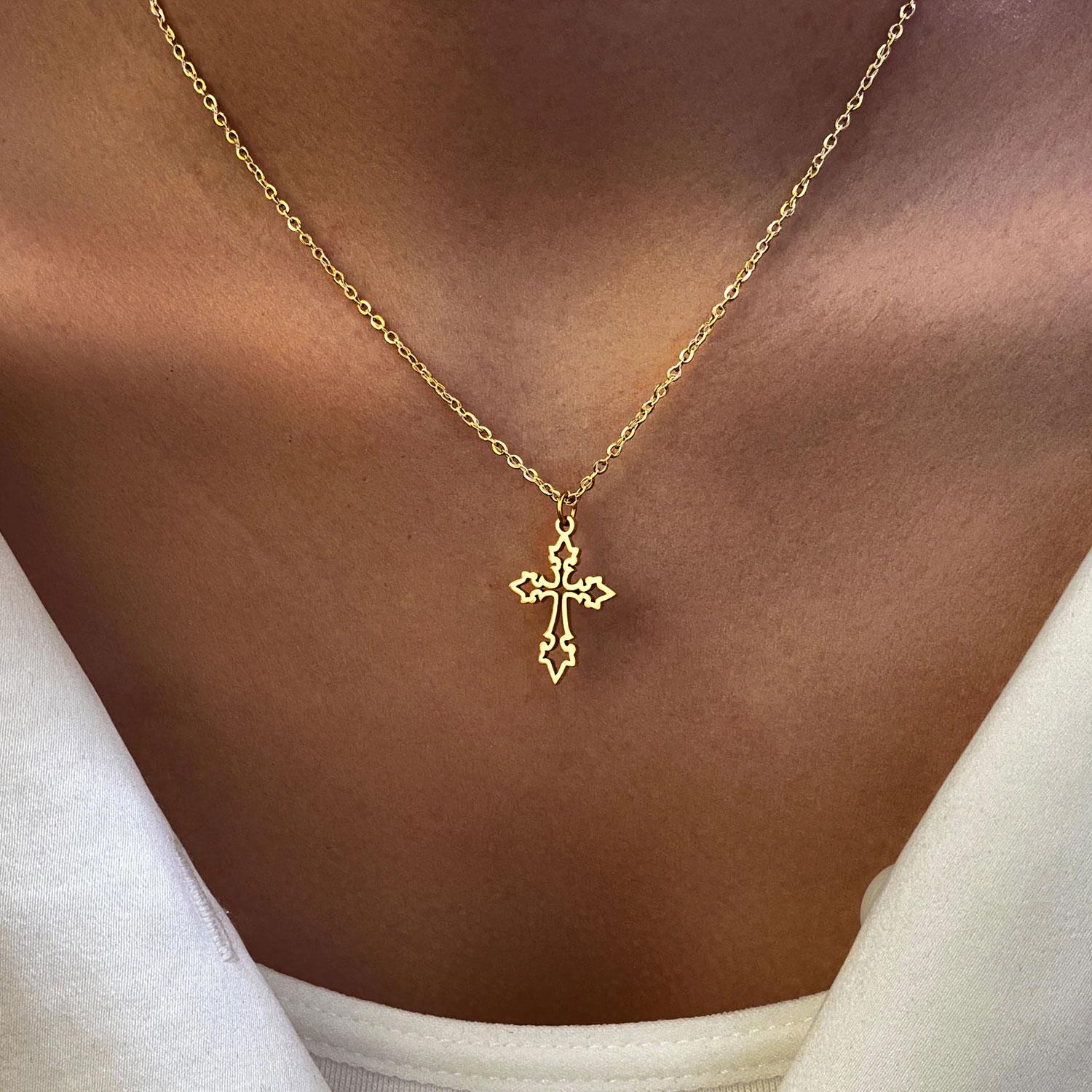 Y2K Gothic Sterling Silver Cross Necklace: Dainty Religious Pendant - Etsy