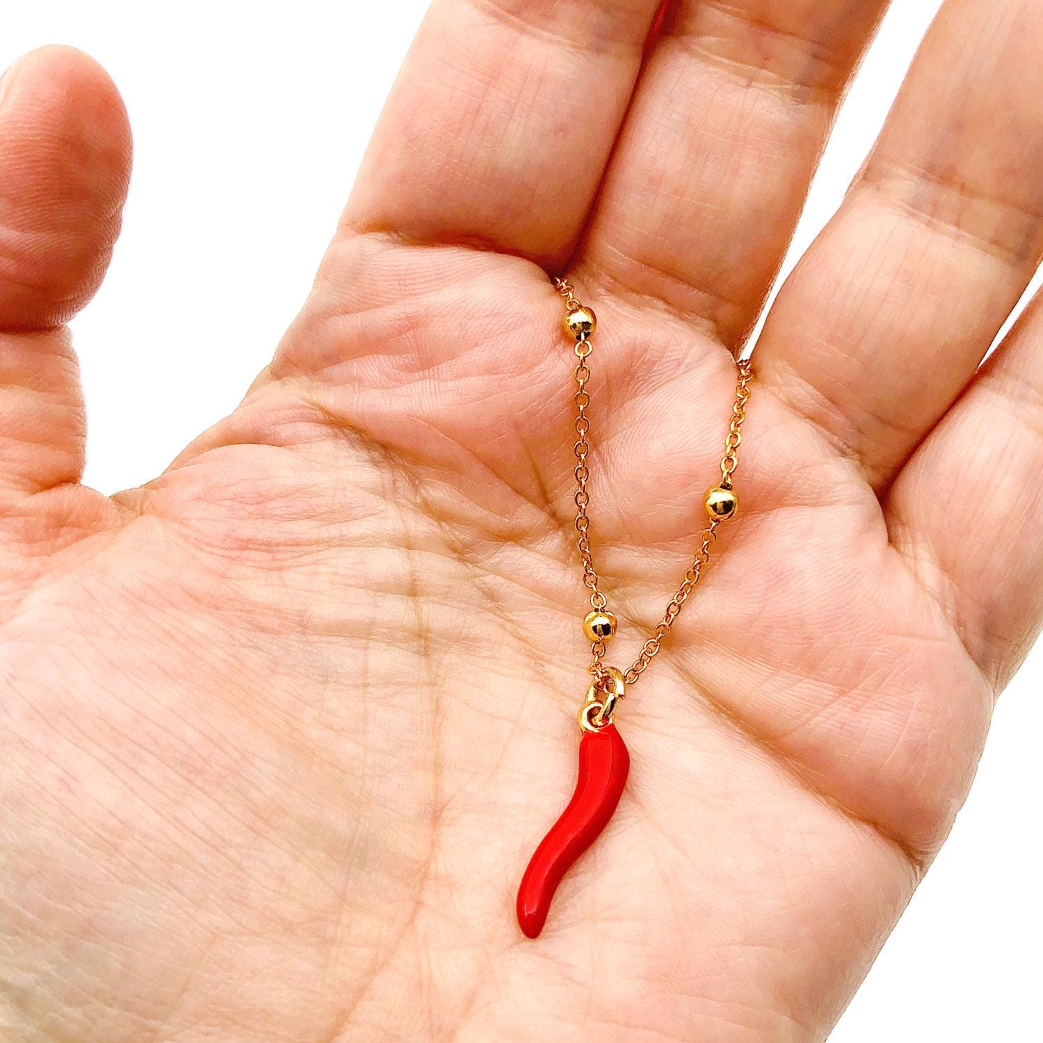 14K Gold Plated Red Pepper Cornicello Necklace: Good Luck Charm - Etsy