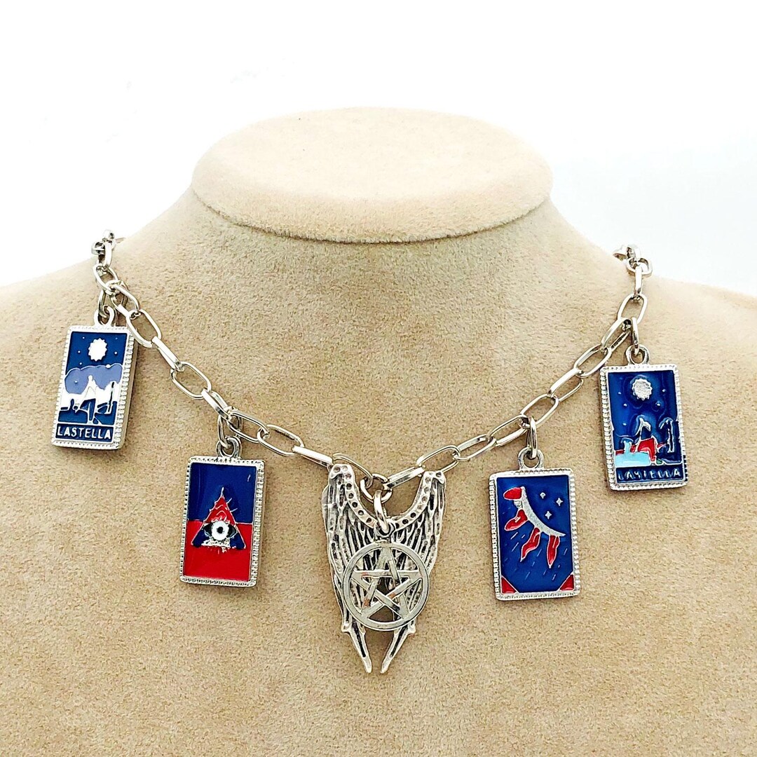 Angel Tarot Protective Pentacle Necklace, Sacred Pentagram Charm Chain ...
