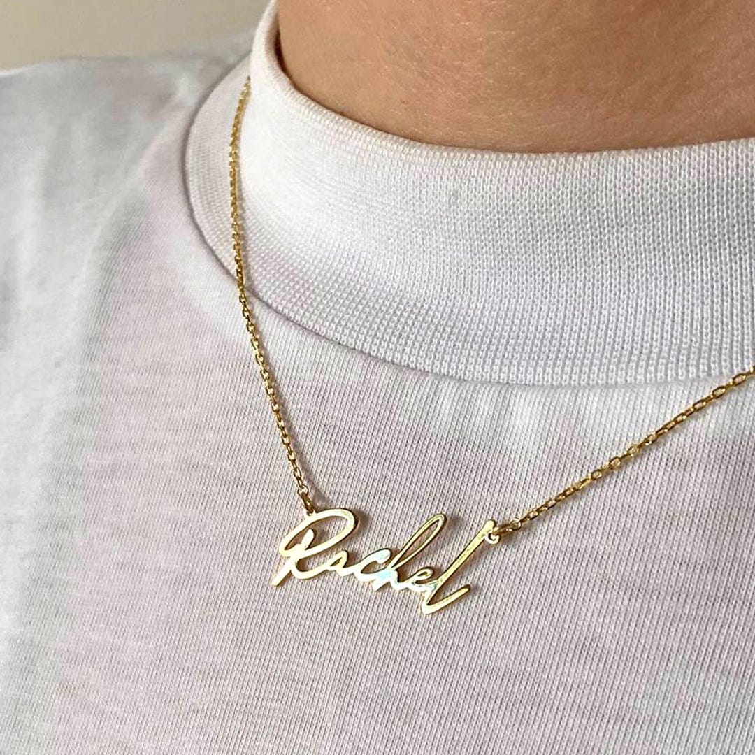 Gold Script Name Necklace: Personalized Custom Jewelry Gift - Etsy