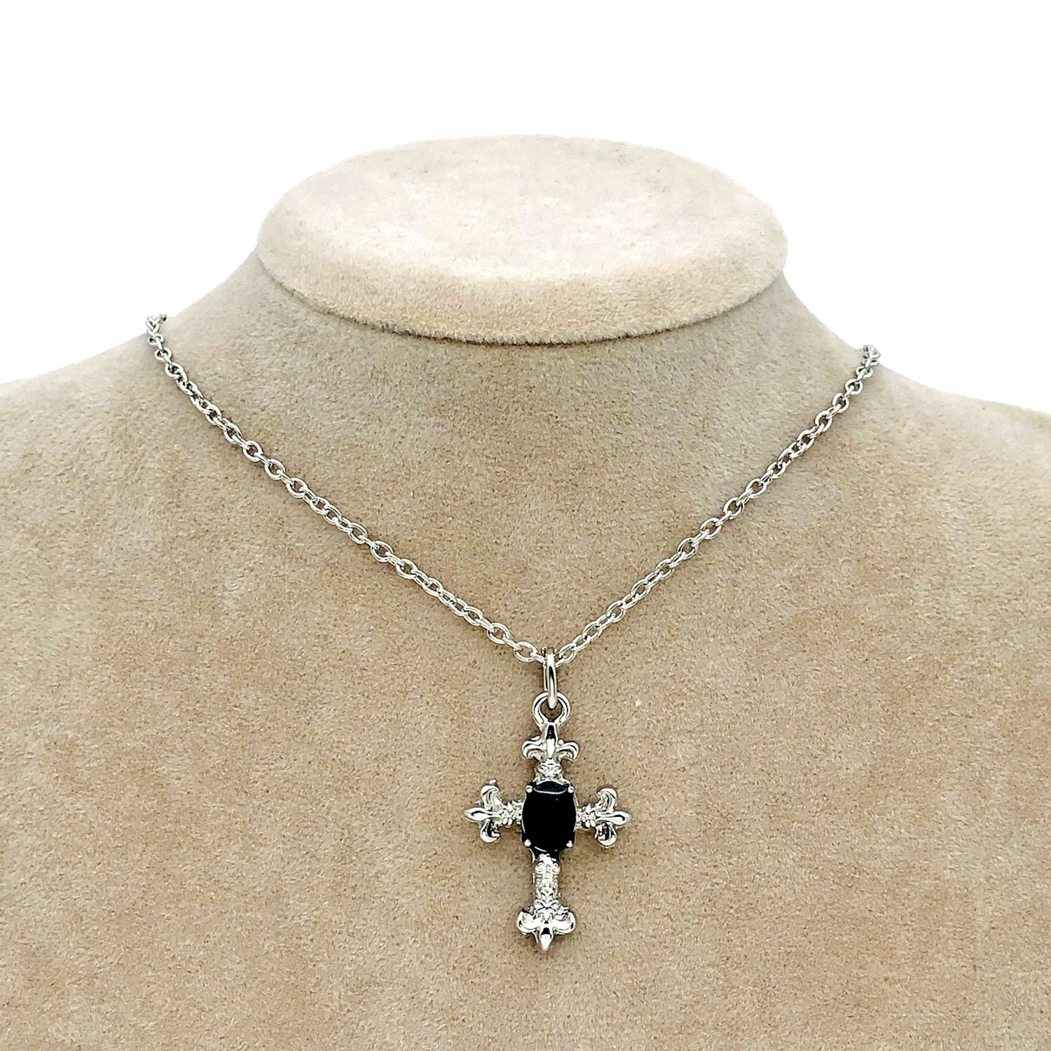 Cross Necklace With Enameled, Silver Plated, Christian Necklace ...