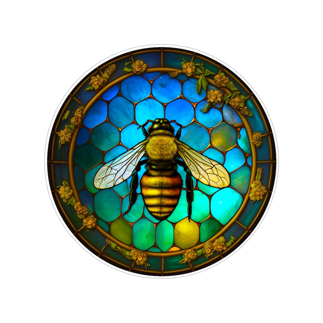 Honey Bee Sticker - Transparent Stained Glass Honey Bee Window Sticker ...