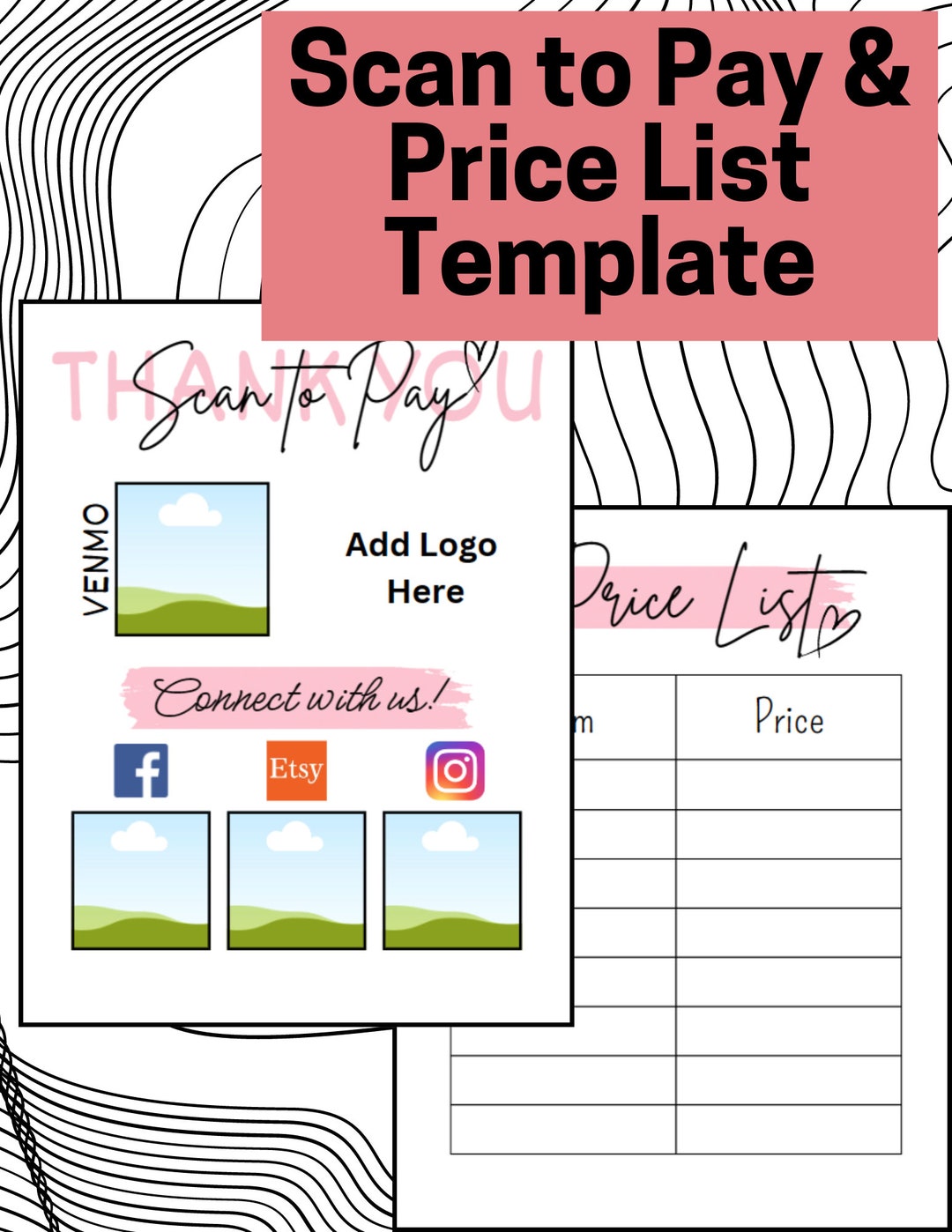 Scan to Pay and Price List Canva Template, Vendor Payment Template ...