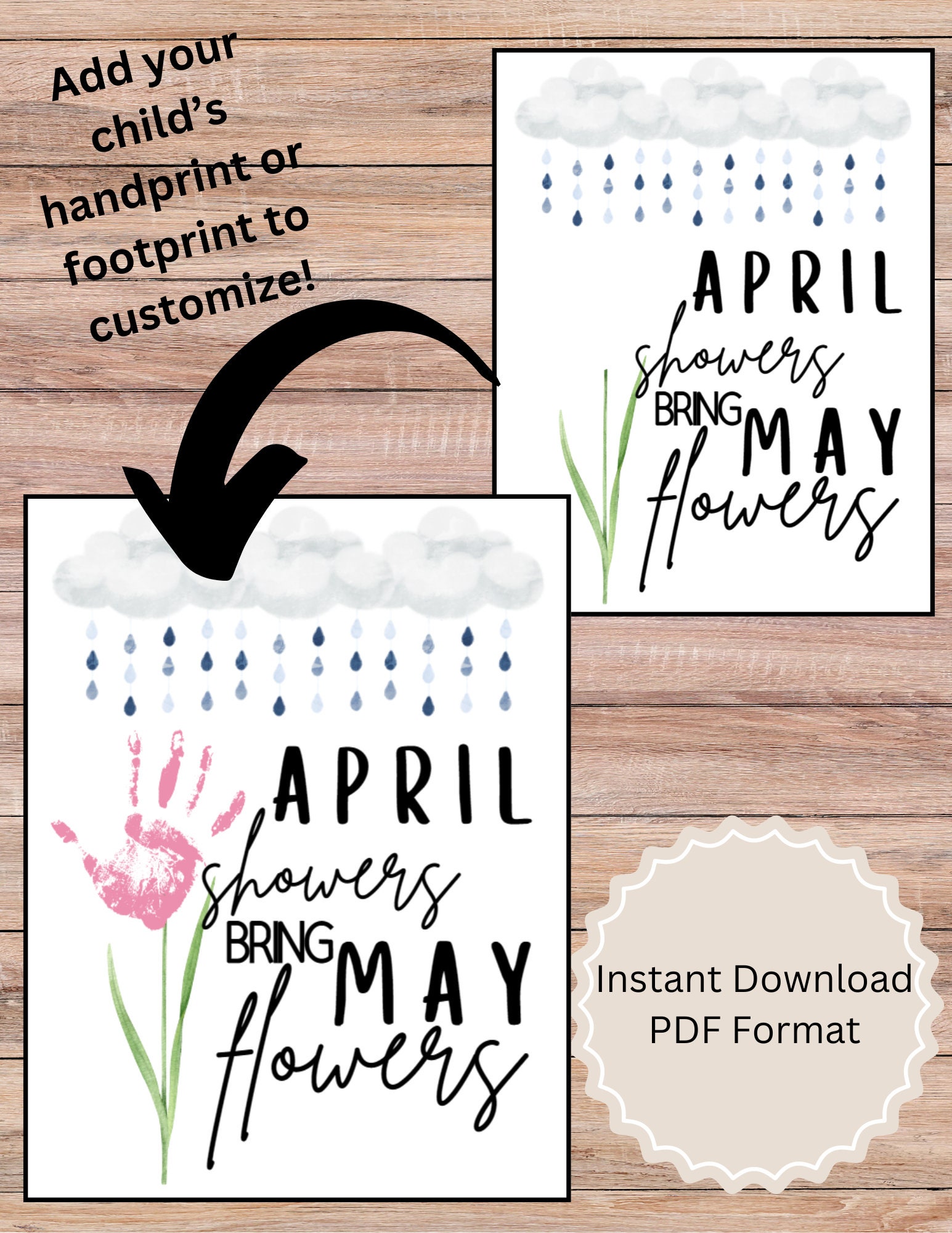 April Showers Bring May Flowers Handprint Keepsake Printable DIY ...