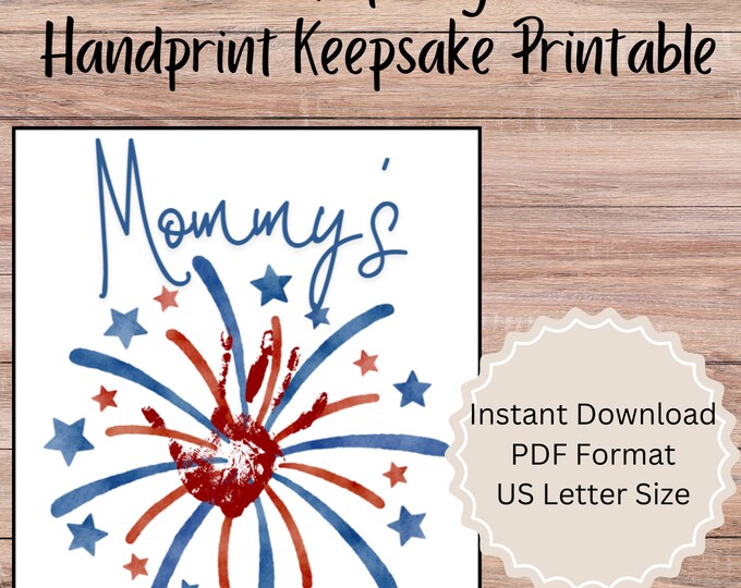 Mommy's Little Firecracker 4th of July Handprint Keepsake Printable ...