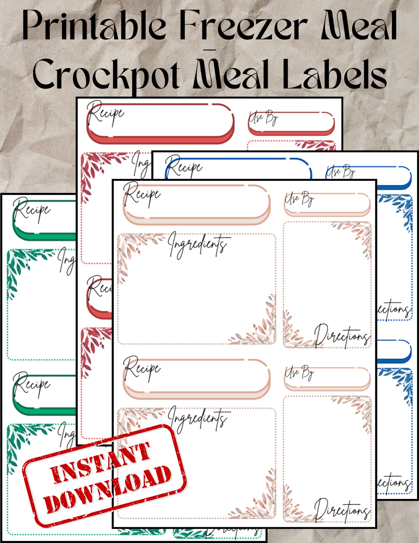 Printable Freezer Meal & Inventory Sticker Labels Labels for Make Ahead ...