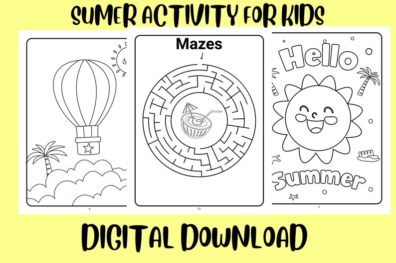 Summer Activity Book for Kids - Etsy