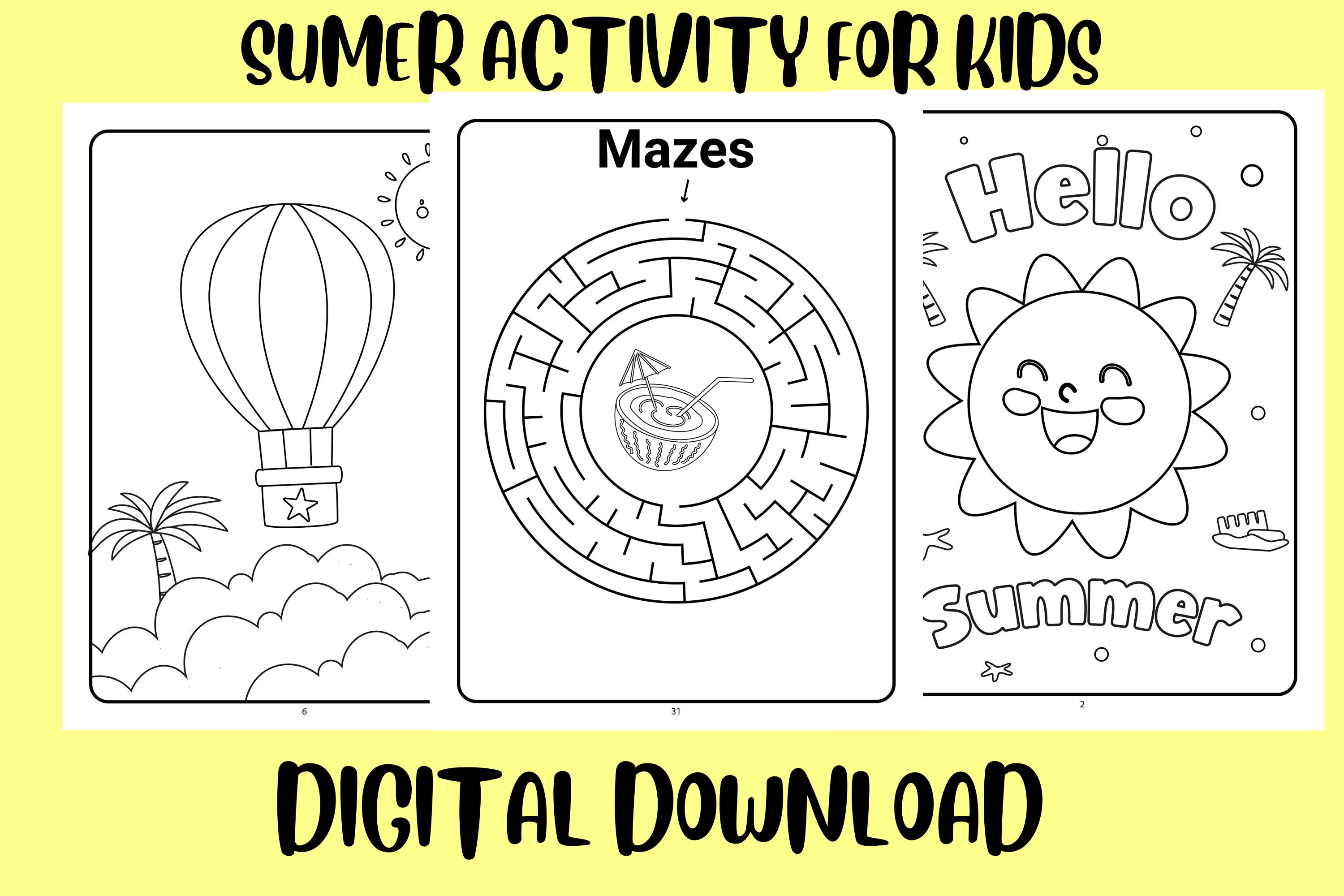 Summer Activity Book for Kids - Etsy