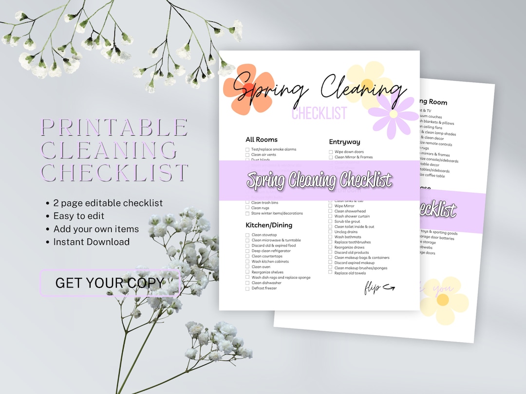 Ultimate Spring Cleaning Checklist digital Download Printable Guide for ...