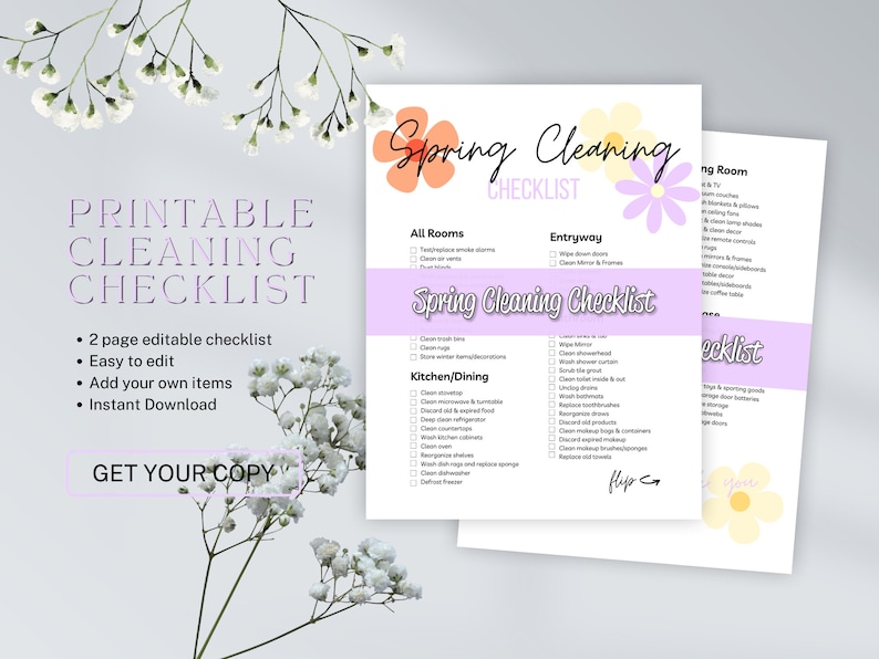 Ultimate Spring Cleaning Checklist digital Download Printable Guide for ...