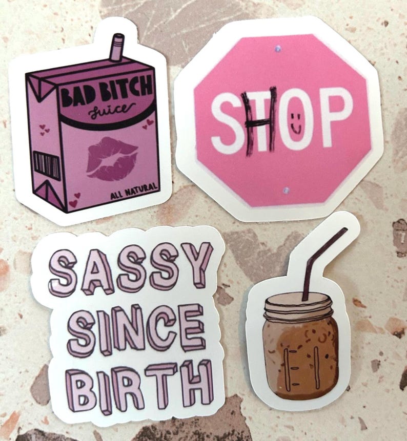 12 STICKER PACK- Baddie Sticker – Cute & Confident Vinyl Decal ...
