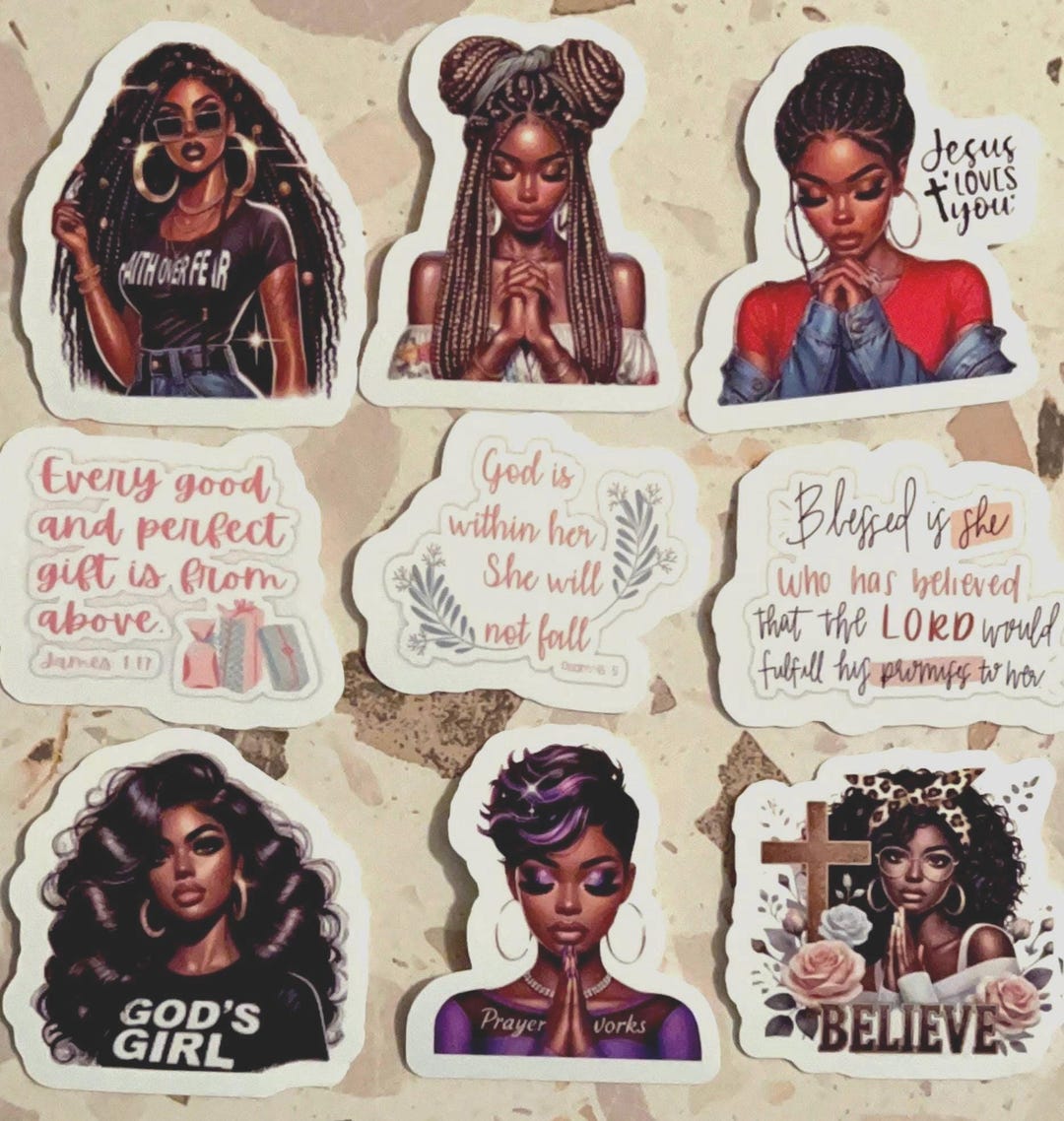 Black Woman Praying Stickers -black Girl Kindle Stickers - Etsy