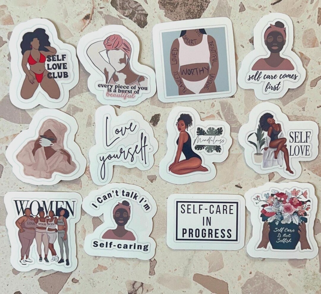Black Woman Self Care Stickers -black Girl Kindle Stickers - Etsy
