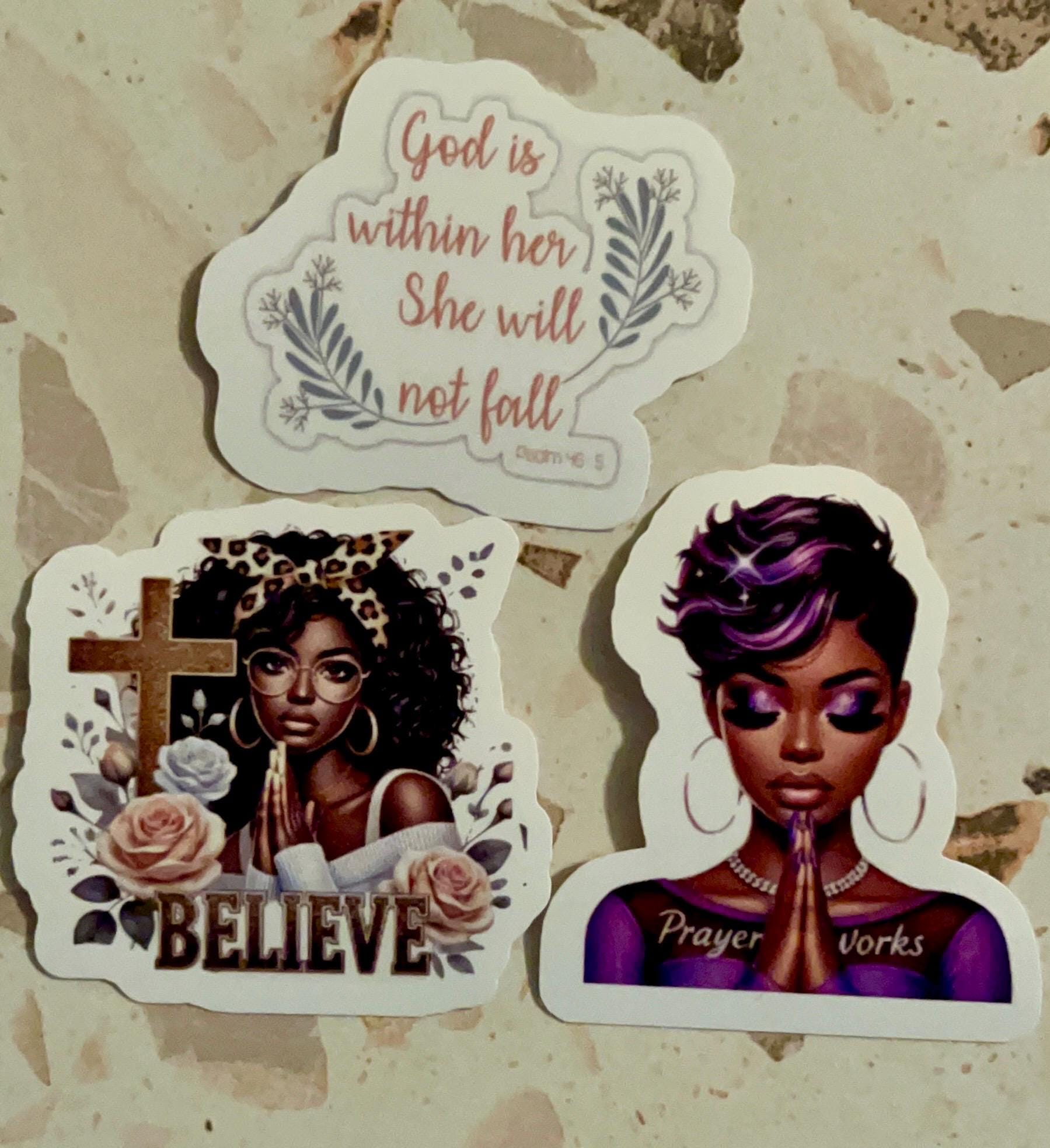 9 Stickers- Black Girl Praying Stickers**updated DESIGN ** - Etsy