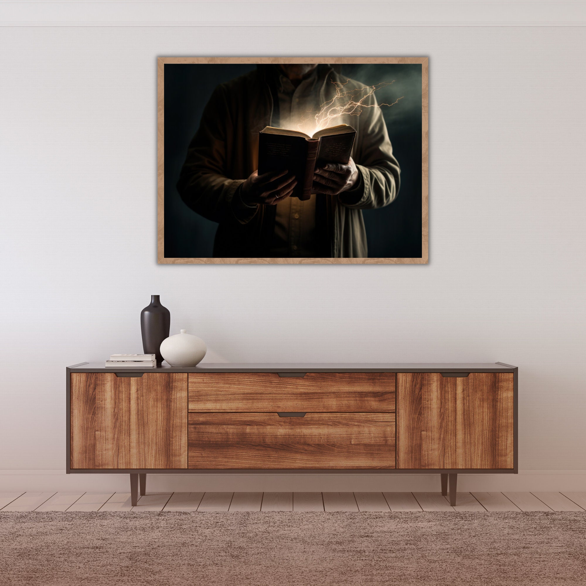 Bible DIGITAL DOWNLOAD A Serene Painting of a Man Reading the Bible ...