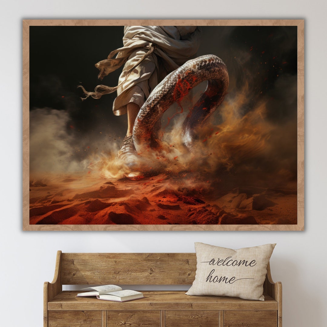 Jesus and the Snake, DIGITAL DOWNLOAD Jesus Bible Art, Modern Bible ...