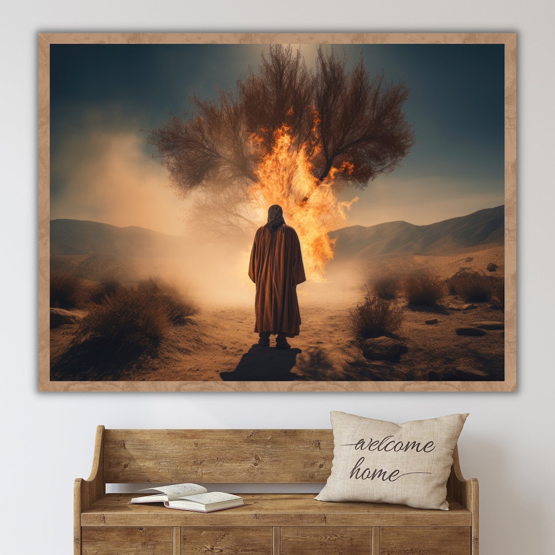 Burning Bush DIGITAL DOWNLOAD Jesus Bible Art, Modern Bible Poster ...