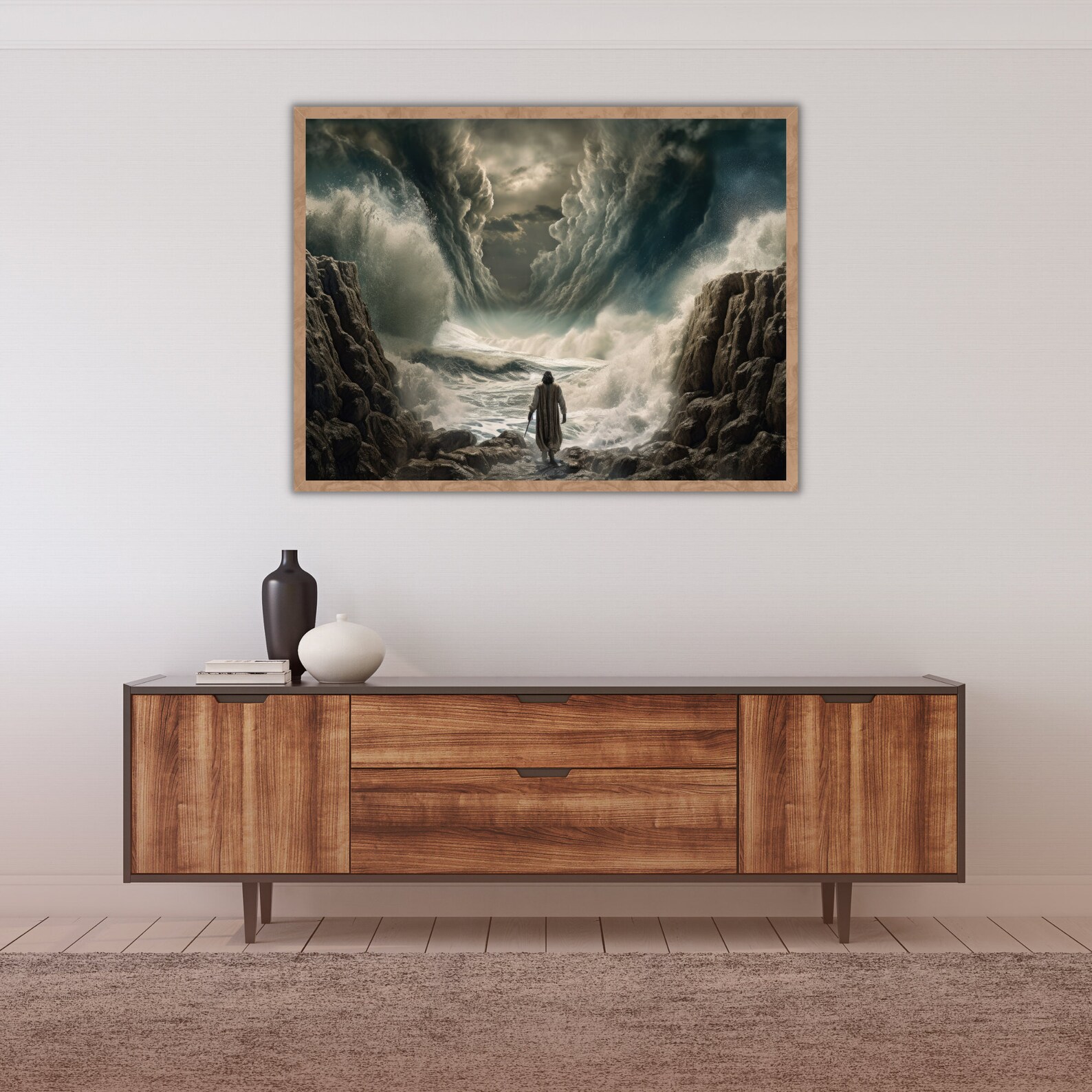 Moses Parting the Red Sea DIGITAL DOWNLOAD Moses Bible Art, Modern ...