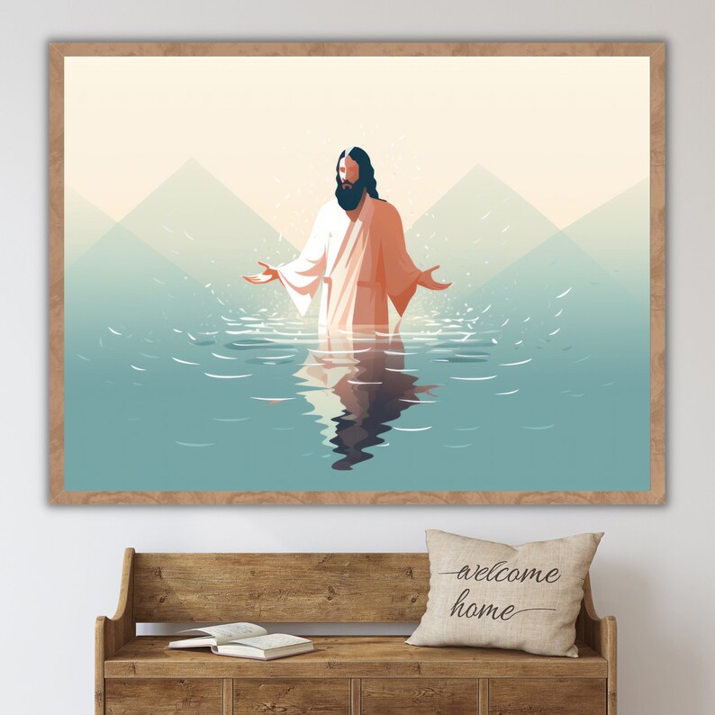 Bautismo de Jesús Minimalista DESCARGA DIGITAL Arte de la - Etsy México