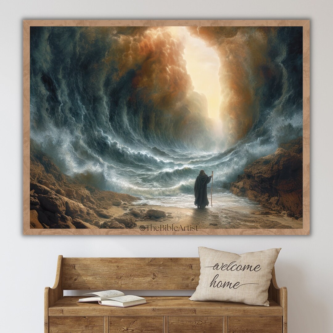 Moses Parting the Red Sea DIGITAL DOWNLOAD Jesus Bible Art, Modern ...