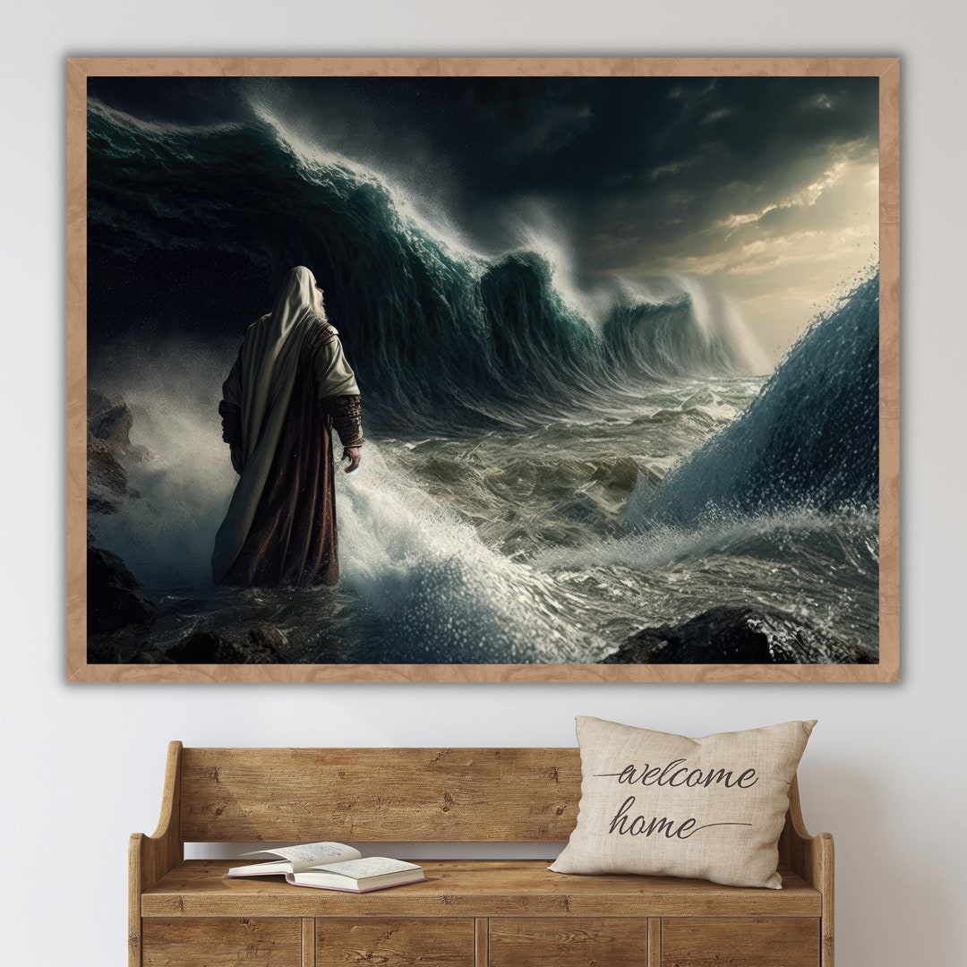 Moses Parting the Sea DIGITAL DOWNLOAD Modern Bible Poster, Jesus Bible ...