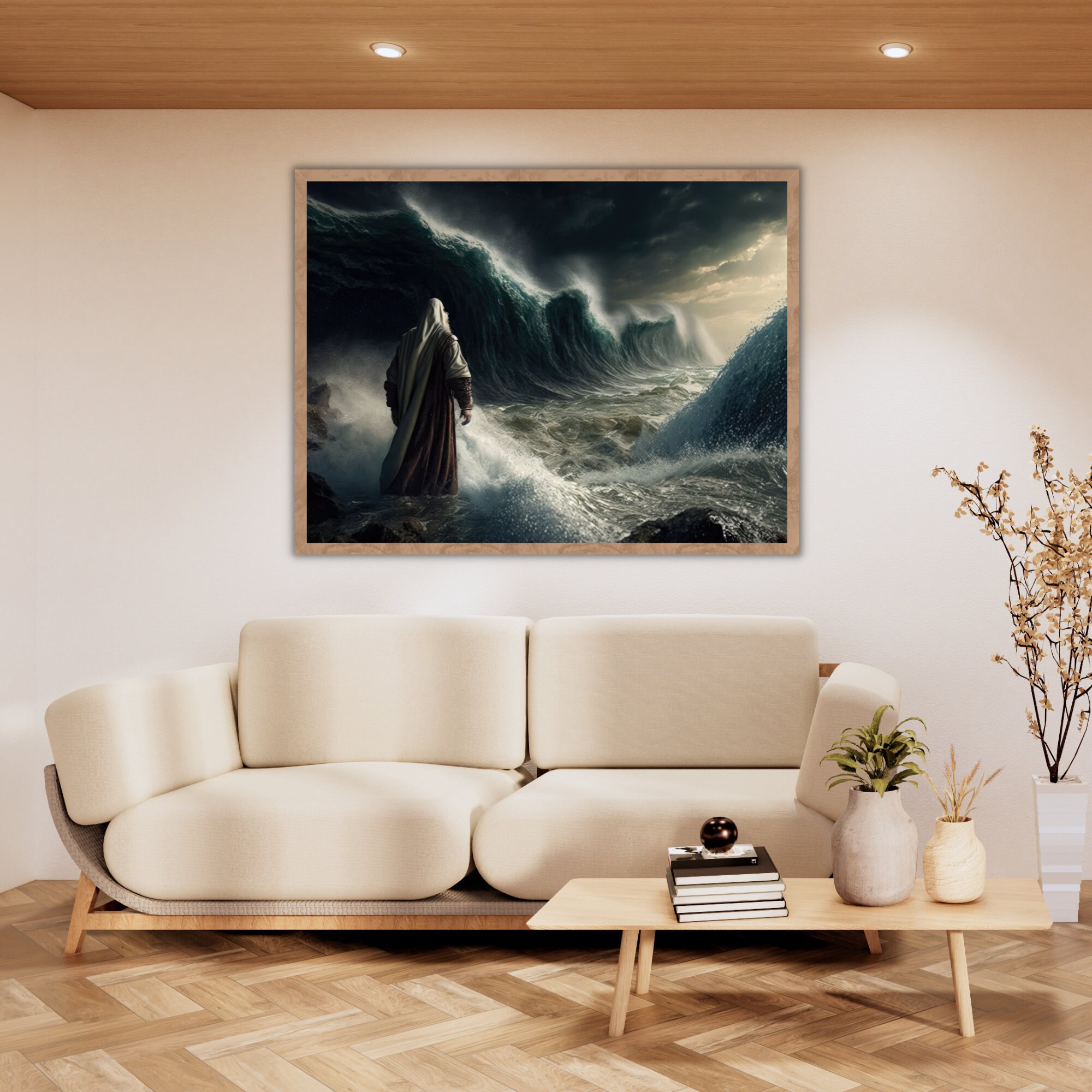 Moses Parting the Sea DIGITAL DOWNLOAD Modern Bible Poster, Jesus Bible ...