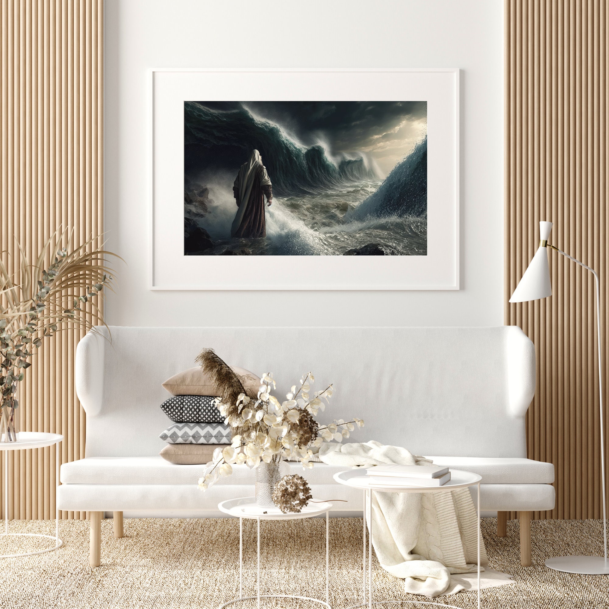 Moses Parting the Sea DIGITAL DOWNLOAD Modern Bible Poster, Jesus Bible ...