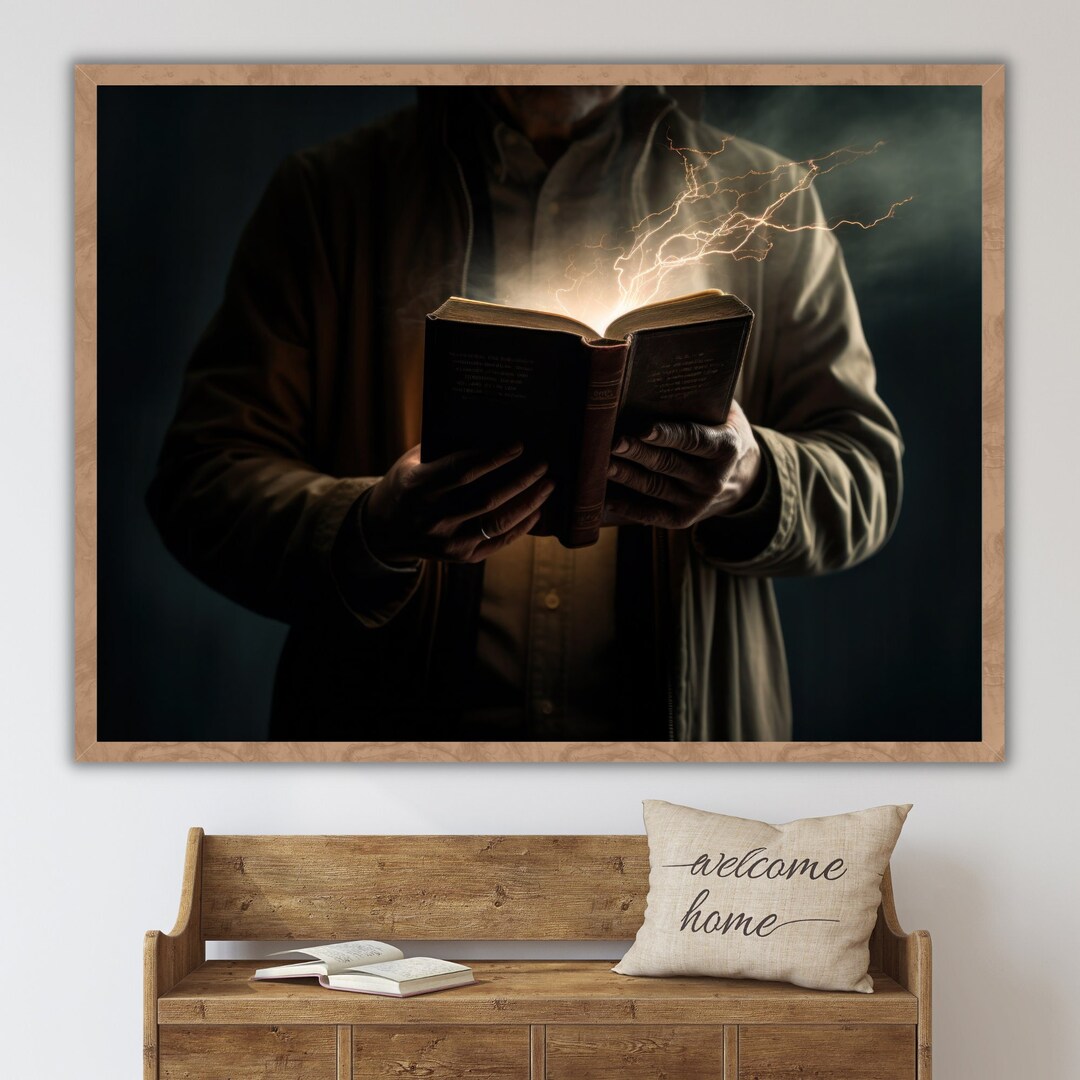 Bible DIGITAL DOWNLOAD A Serene Painting of a Man Reading the Bible ...