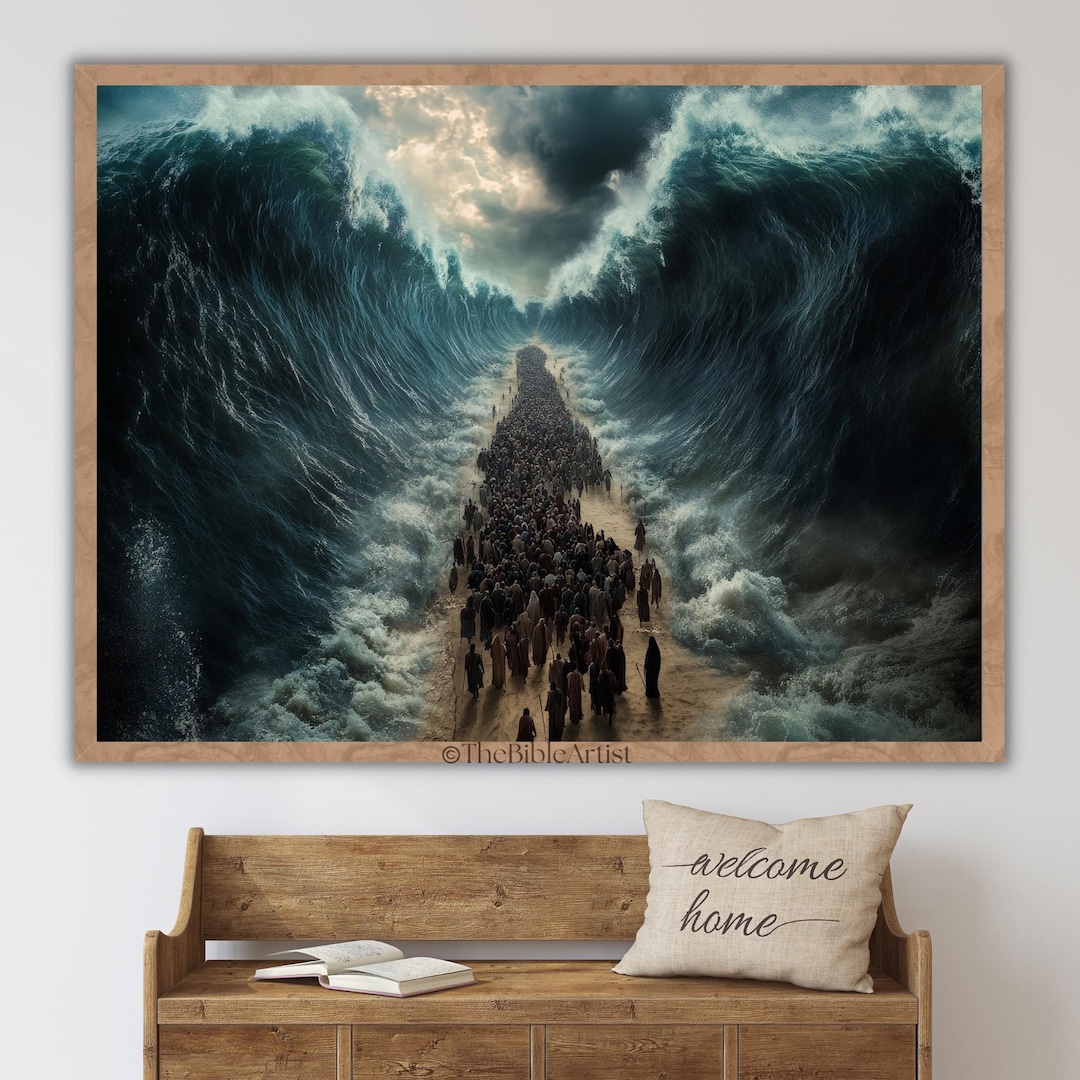 Parting the Red Sea Moses DIGITAL DOWNLOAD Jesus Bible Art, Modern ...
