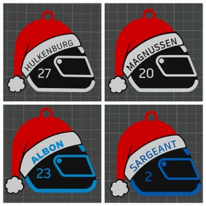 F1 Inspired Santa Hat Driver Helmet Bauble - Formula One Inspired ...
